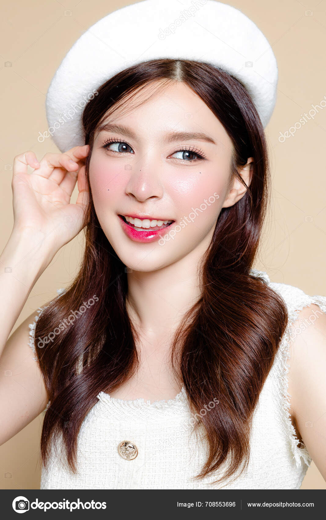 Cute Asian Woman Perfect Clear Fresh Skin Pretty Girl Model — Stock ...