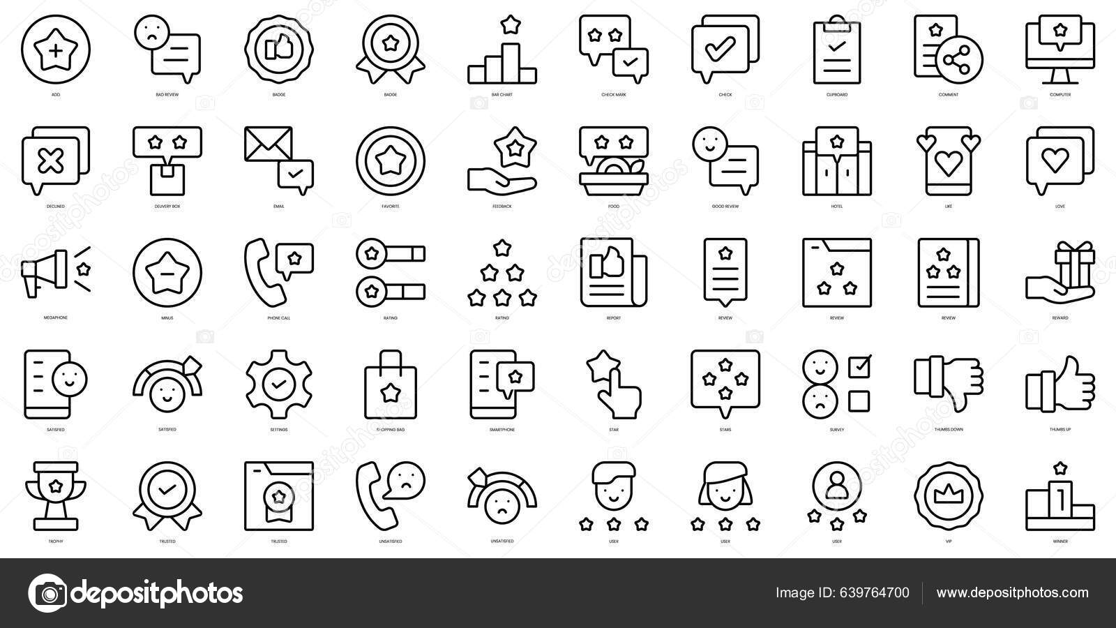 Set Thin Line Rating Validation Icons Vector Illustration Stock Vector ...