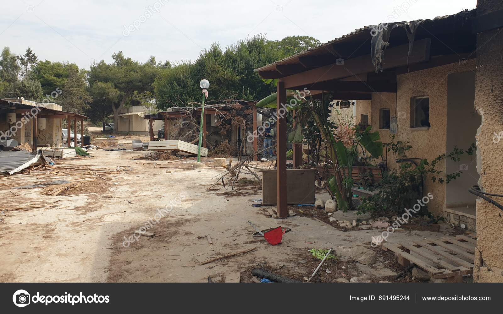 Kfar Aza Israel Octubre 2023 Kibbutz Kfar Aza Frontera Con — Foto ...