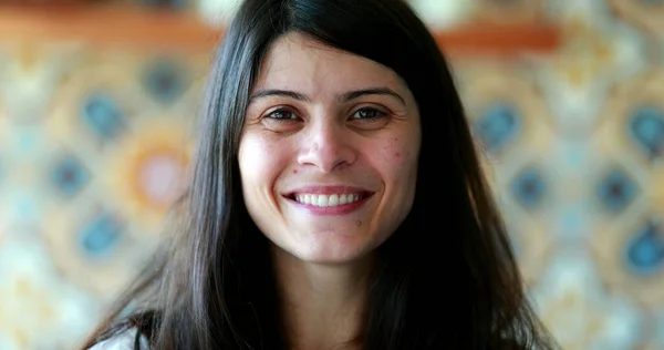 Woman shock reaction looking at camera, casual happy attractive woman ...