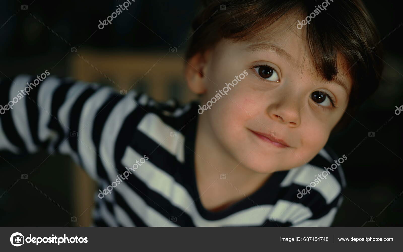 Beaming Caucasian Boy Radiant Smile Captured Close Handsome Child ...