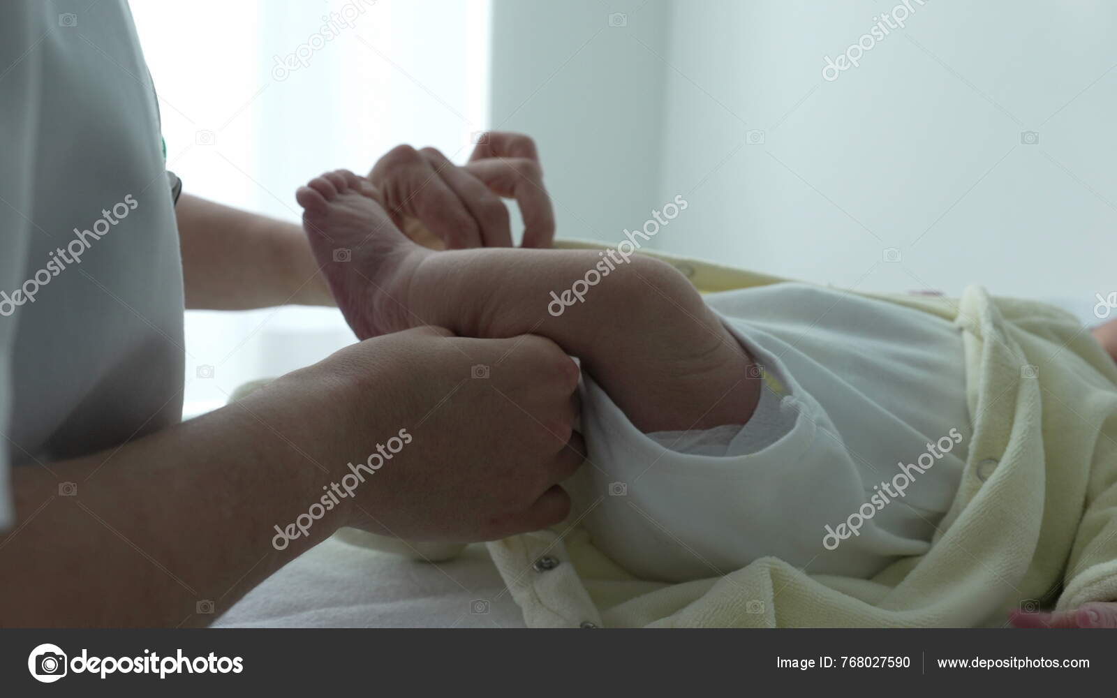 Nurse Gently Dressing Newborn Baby Changing Diaper Hospital Care ...