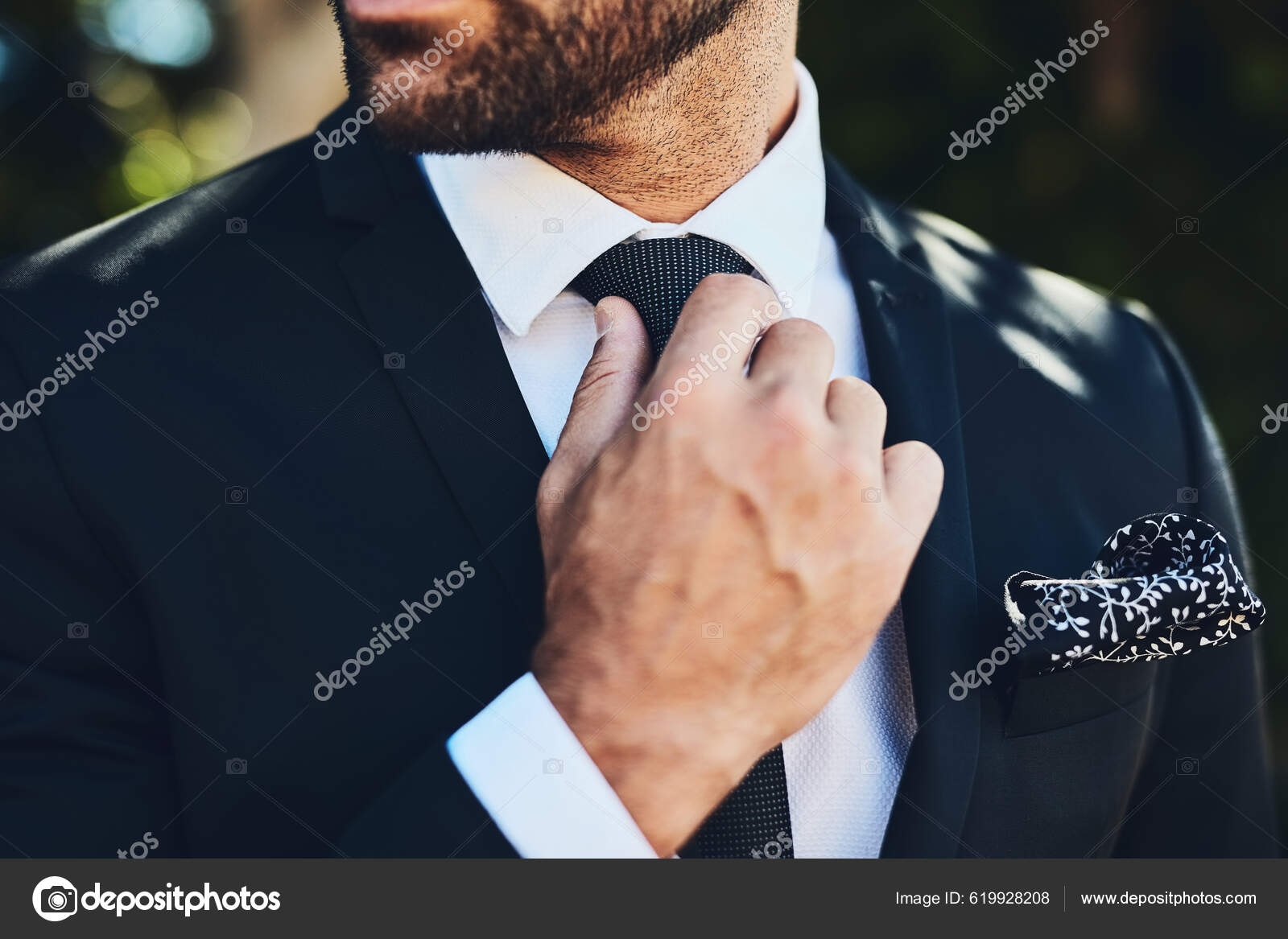 Make Sure Look Good Unrecognizable Man Adjusting His Tie Stock Photo by ...