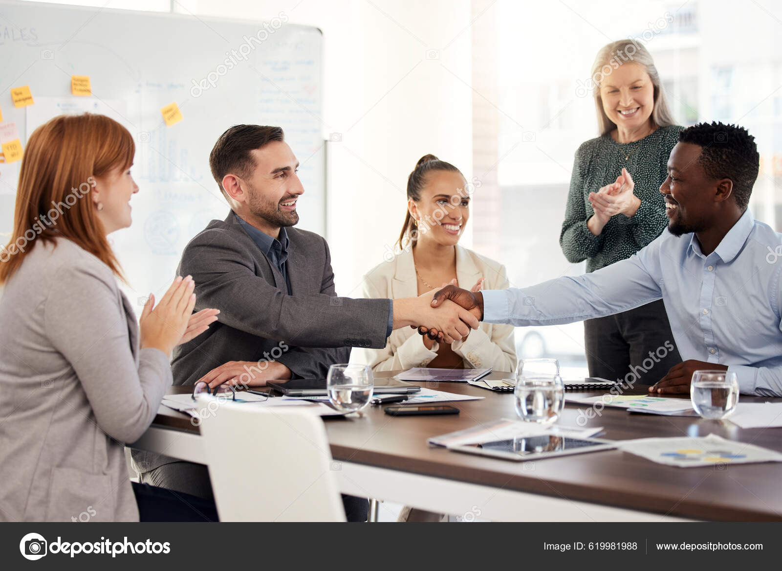 Corporate Client Partnership Handshake Office Workers Diversity ...