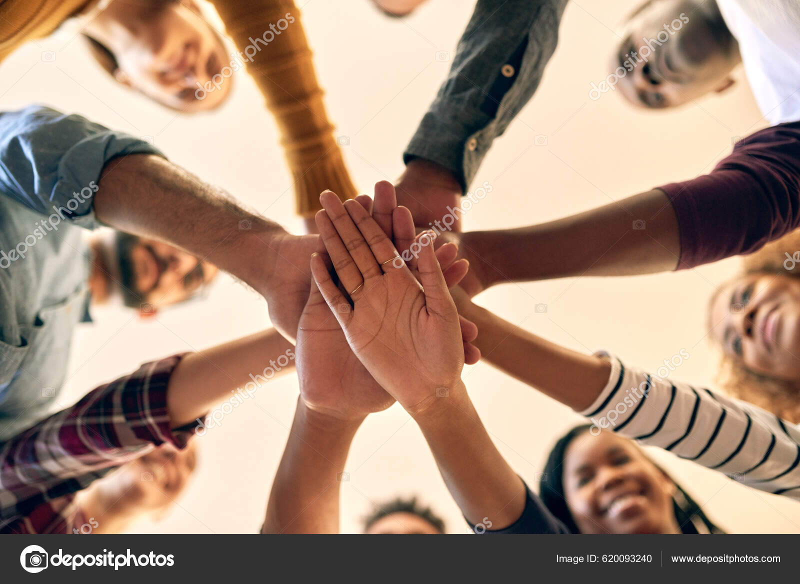 Were Together Low Angle Shot Group People Joining Hands Together ...