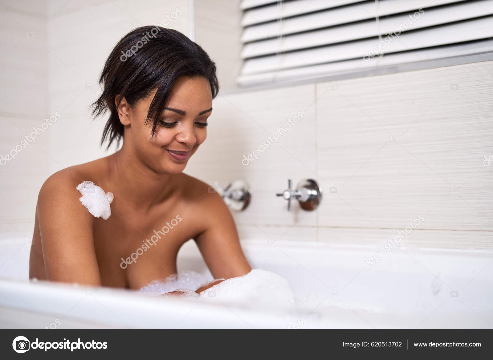 Soaking Away All Her Stress Attractive Young Woman Relaxing Bubble — Stock Photo © PeopleImages ...