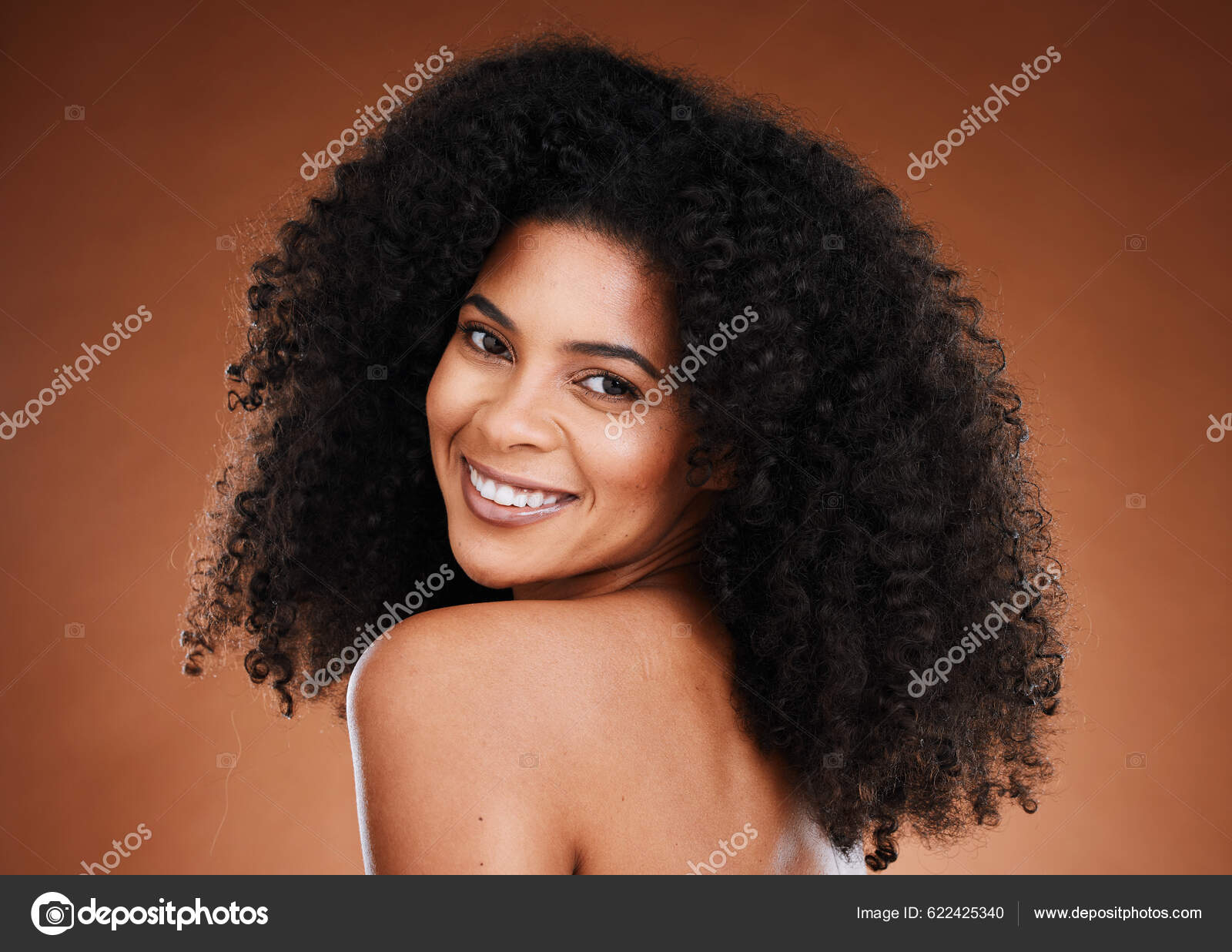 Curly Hair Black Woman Natural Skincare Portrait Beauty Makeup
