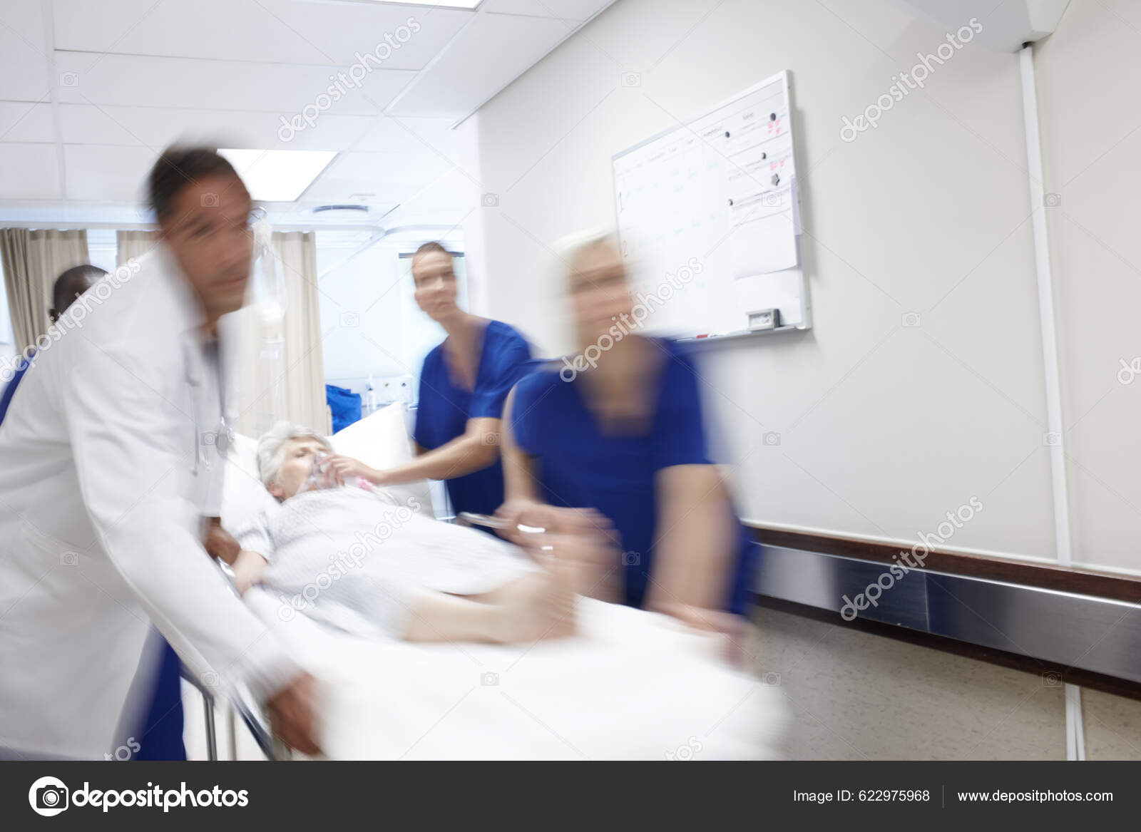 Acting Quickly Lives Team Doctors Rushing Patient Hallway Stock Photo ...