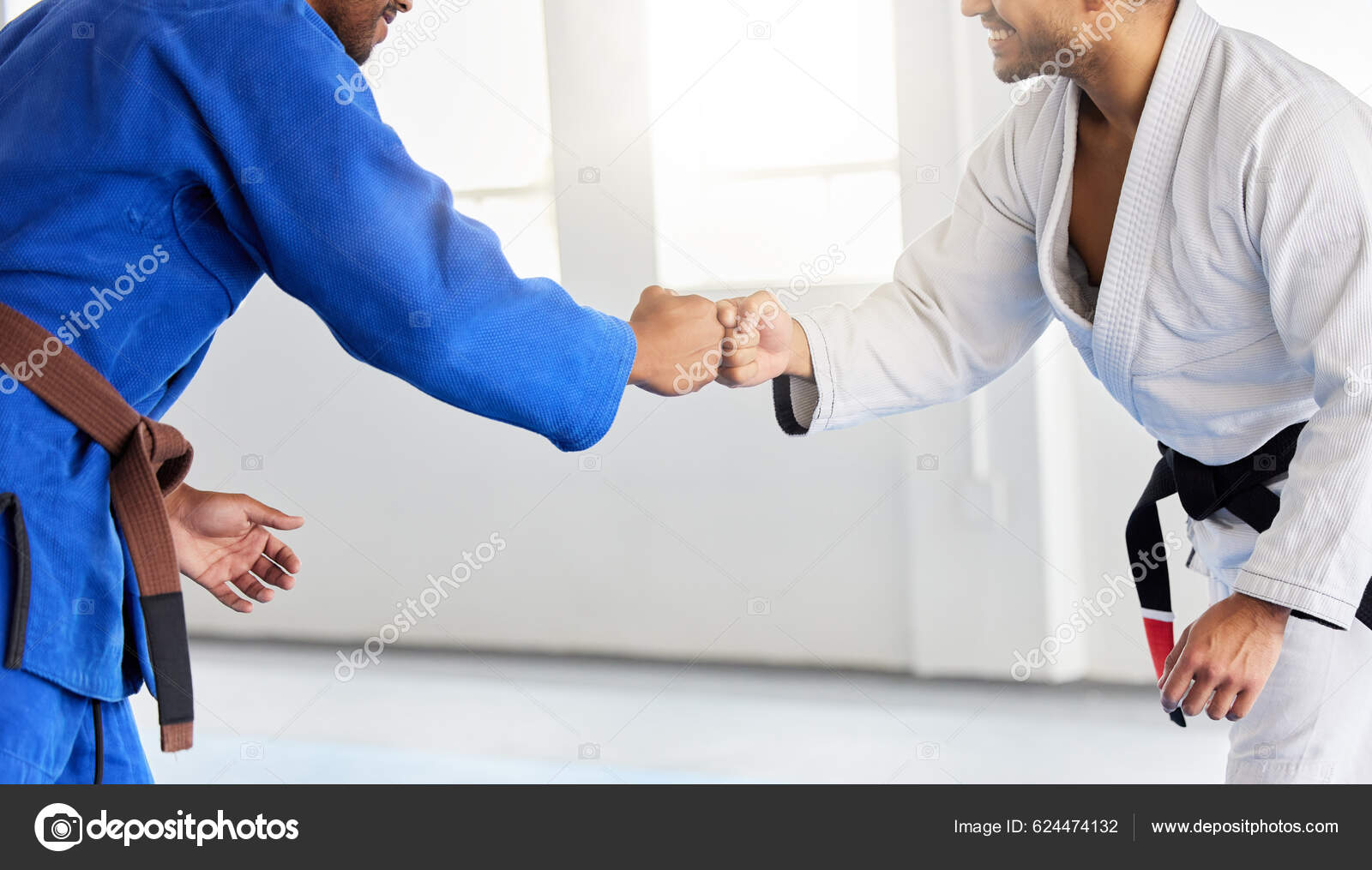 Men Karate Club Training Focus Fist Bump Competition Fight Japan ...