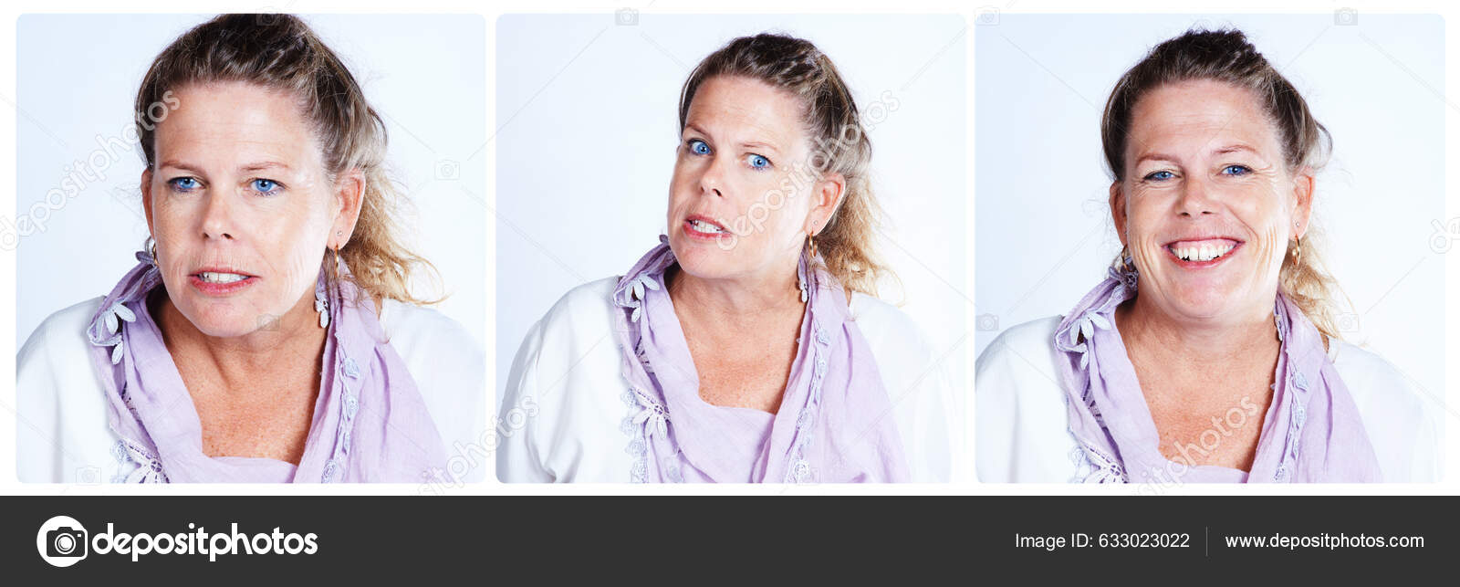 Three Faces Composite Shot Many Expressions People — Stock Photo ...