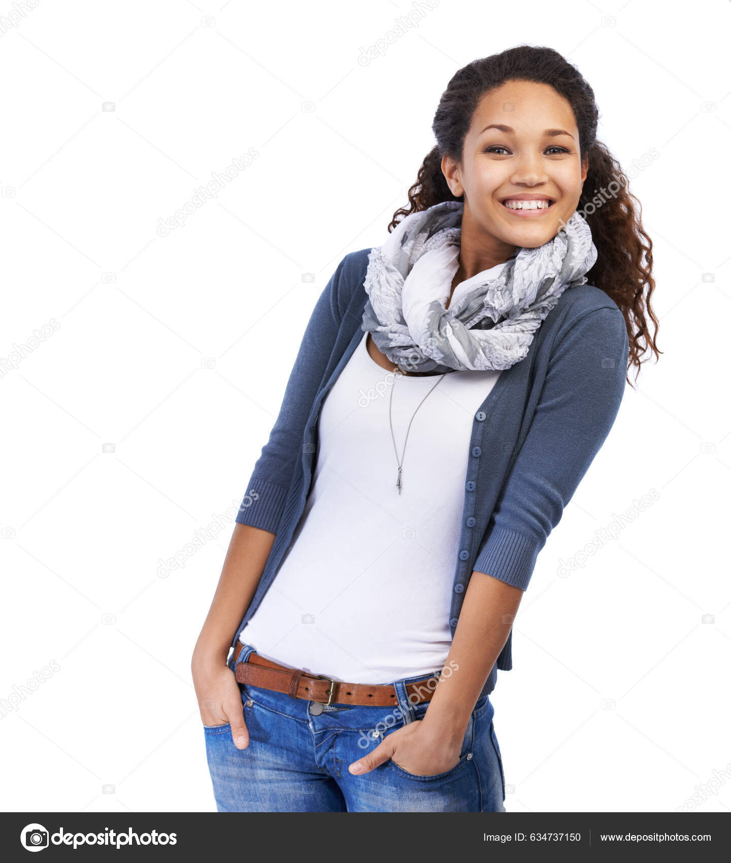 Woman Model Portrait Smile Fashion Natural Beauty Hands Pockets White ...