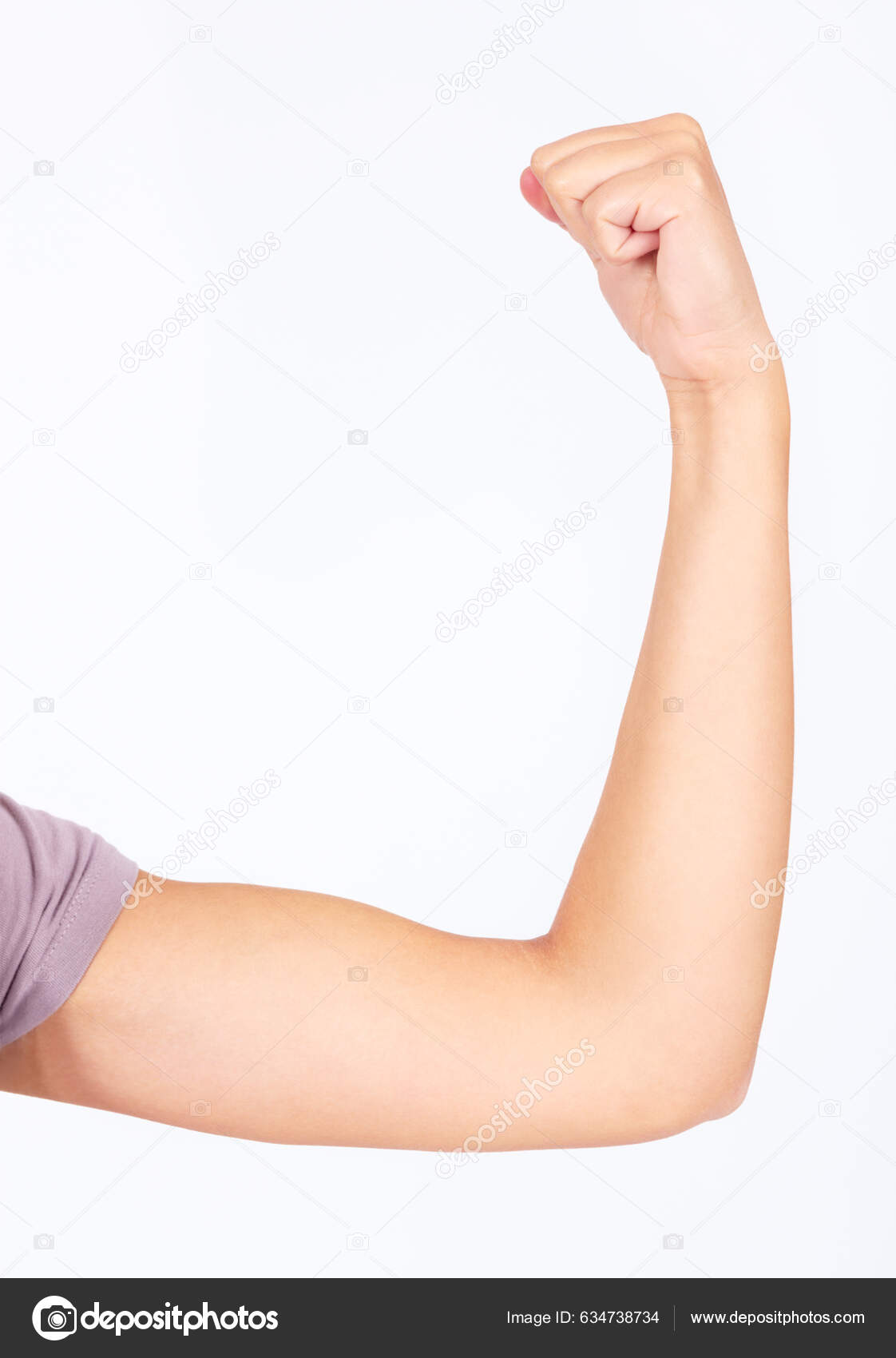 Woman Arm Flexing Muscle Studio Background Female Empowerment Human ...