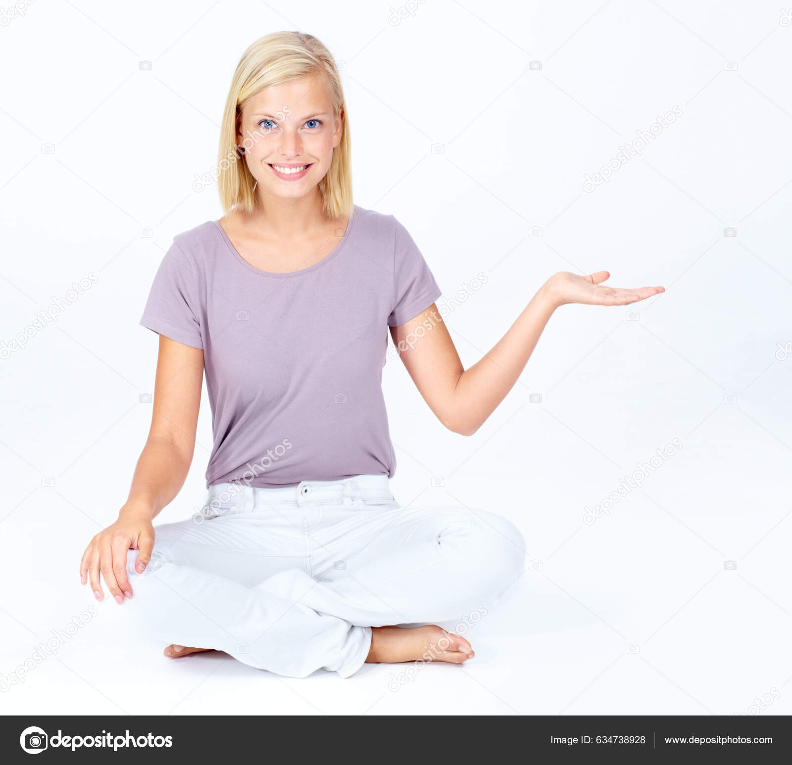 Woman Portrait Hand Palm Marketing Space Advertising Mock Product ...