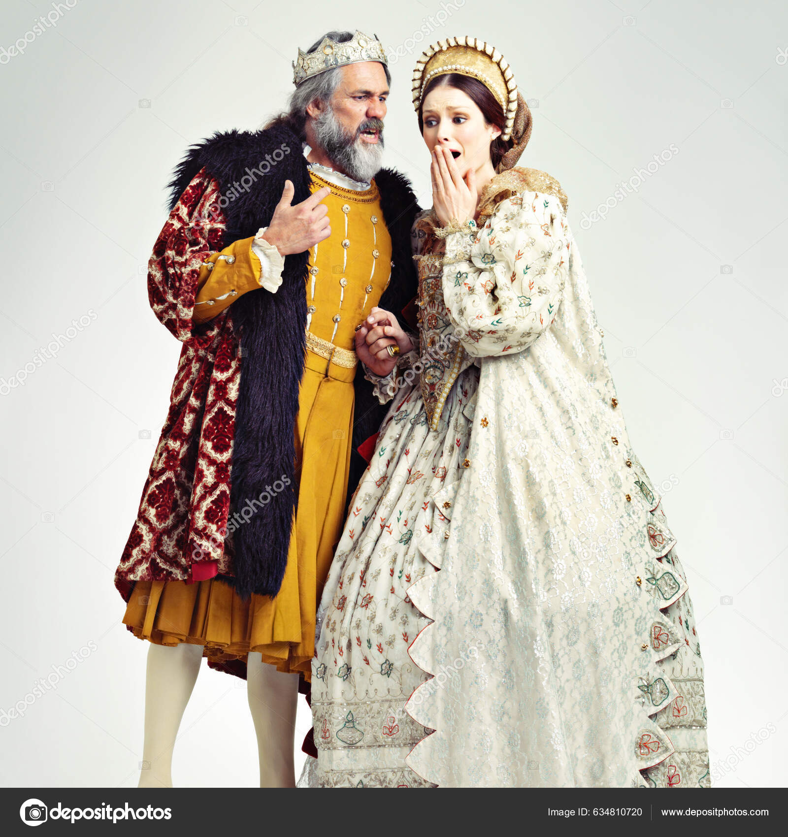 King Queen Surprised Medieval Costume Royal Party Retro Carnival ...