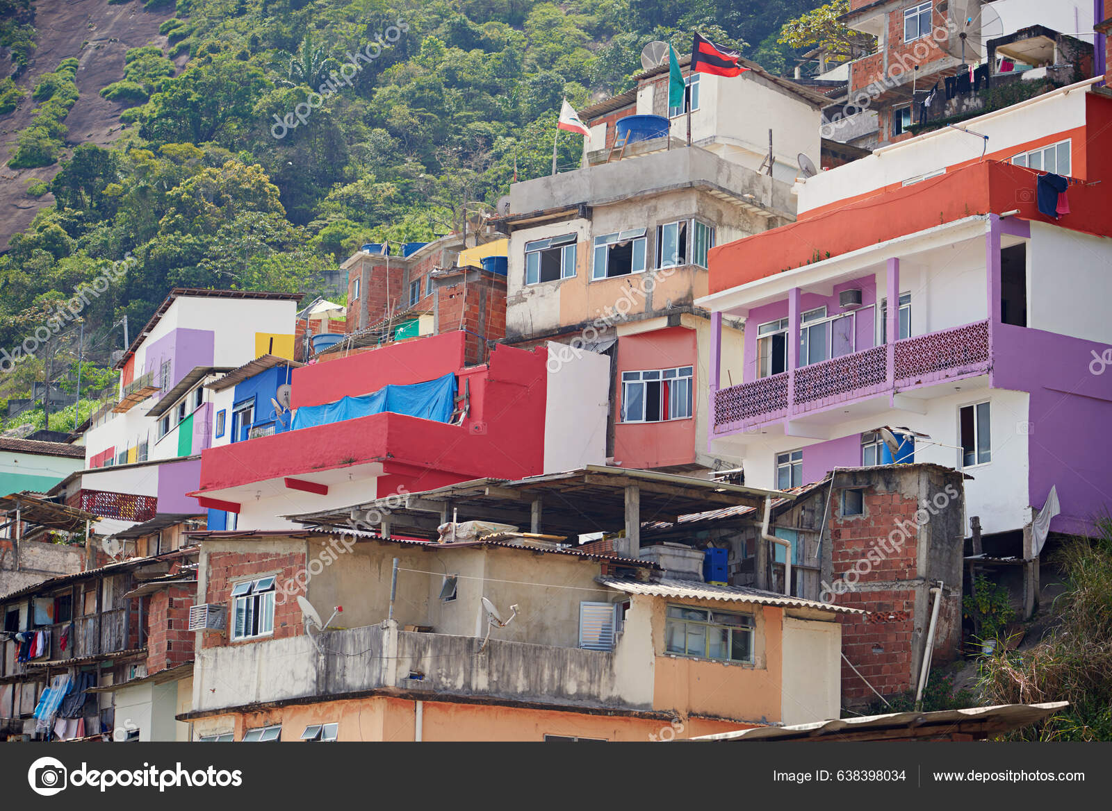 Poverty Abounds Slums Mountainside Rio Janeiro Brazil Stock Photo by ...