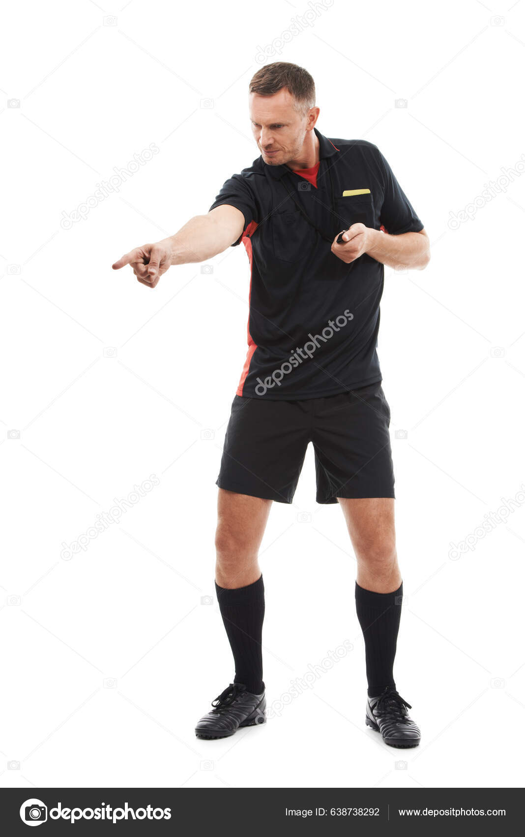 Sports Referee Man Hand Warning While Pointing Soccer Rules Penalty ...