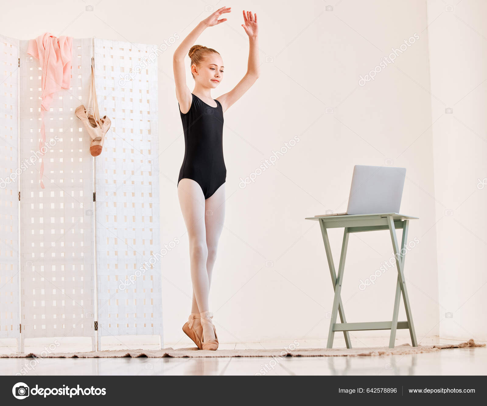 Ballet Child Laptop Online Learning While Dancing Happy Watch Video ...