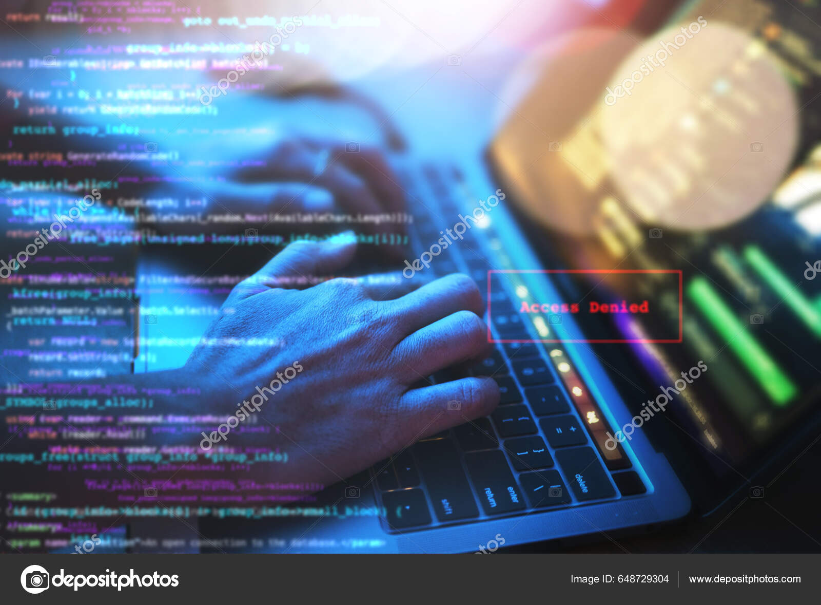 Person Hands Laptop Coding Night Office Typing Iot Website Code Stock ...