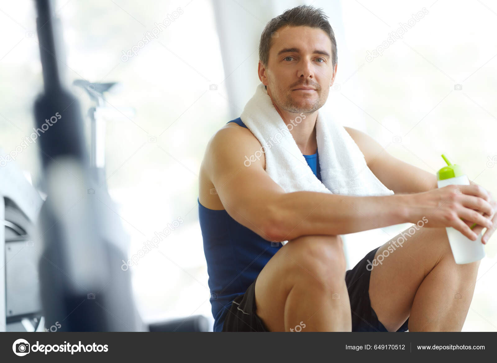 Men Exercises Hydration Siting Down