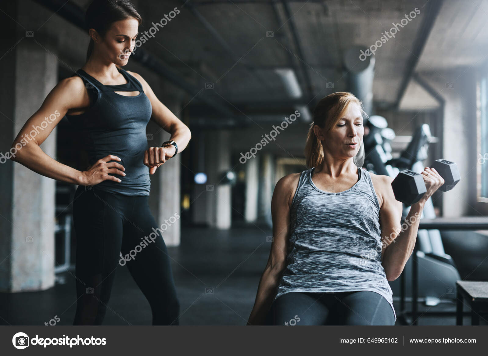 You Stronger You Think Push Mature Woman Lifting Weights Female — Stock ...