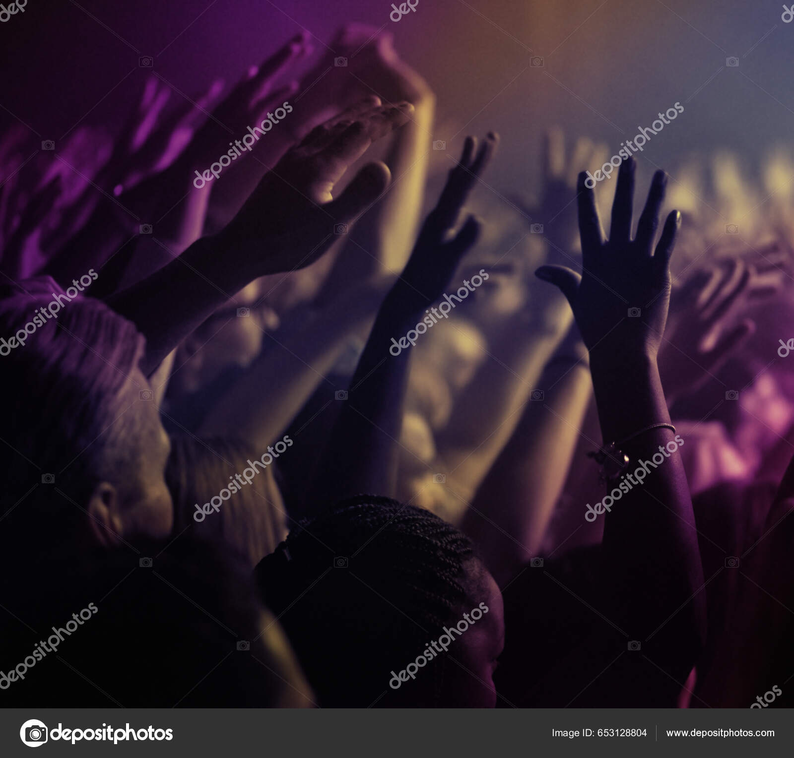 Hands Lights People Rock Concert Music Festival Neon Lighting Energy ...