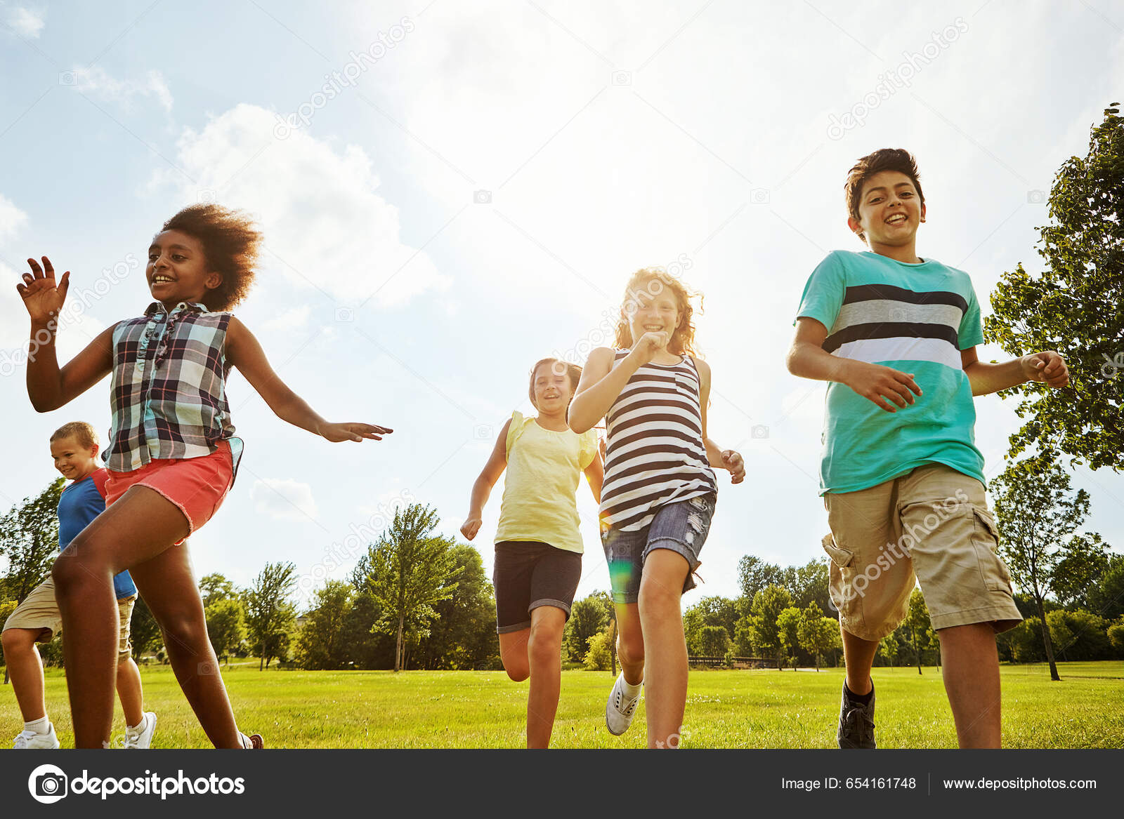 Happy Kids Playing Outside