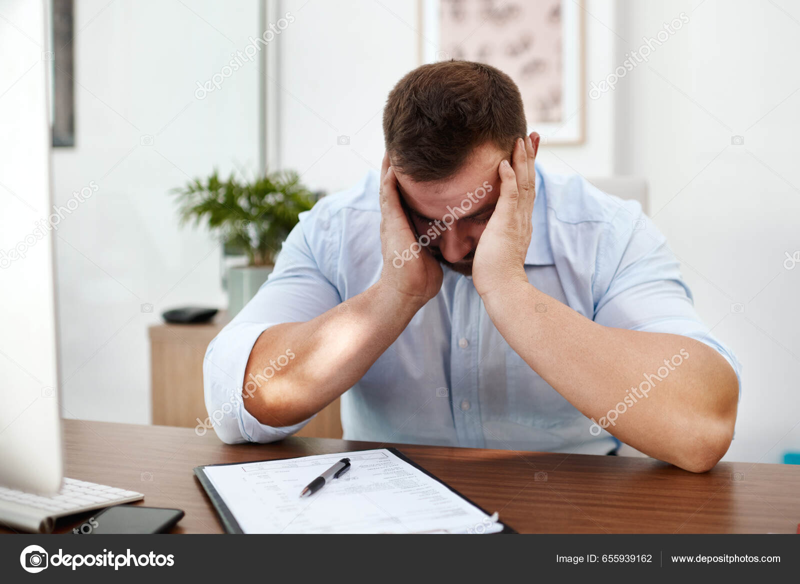 Man Stressed Out At Work