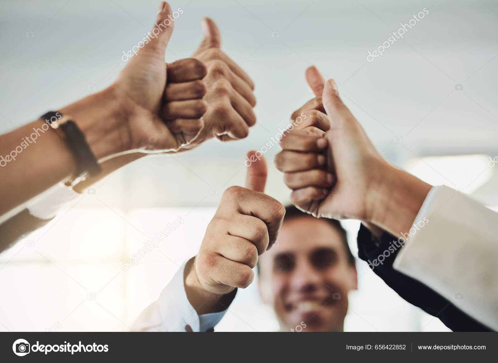 Business People Hands Thumbs Winning Success Teamwork Achievement Office Hand Stock Photo by ...