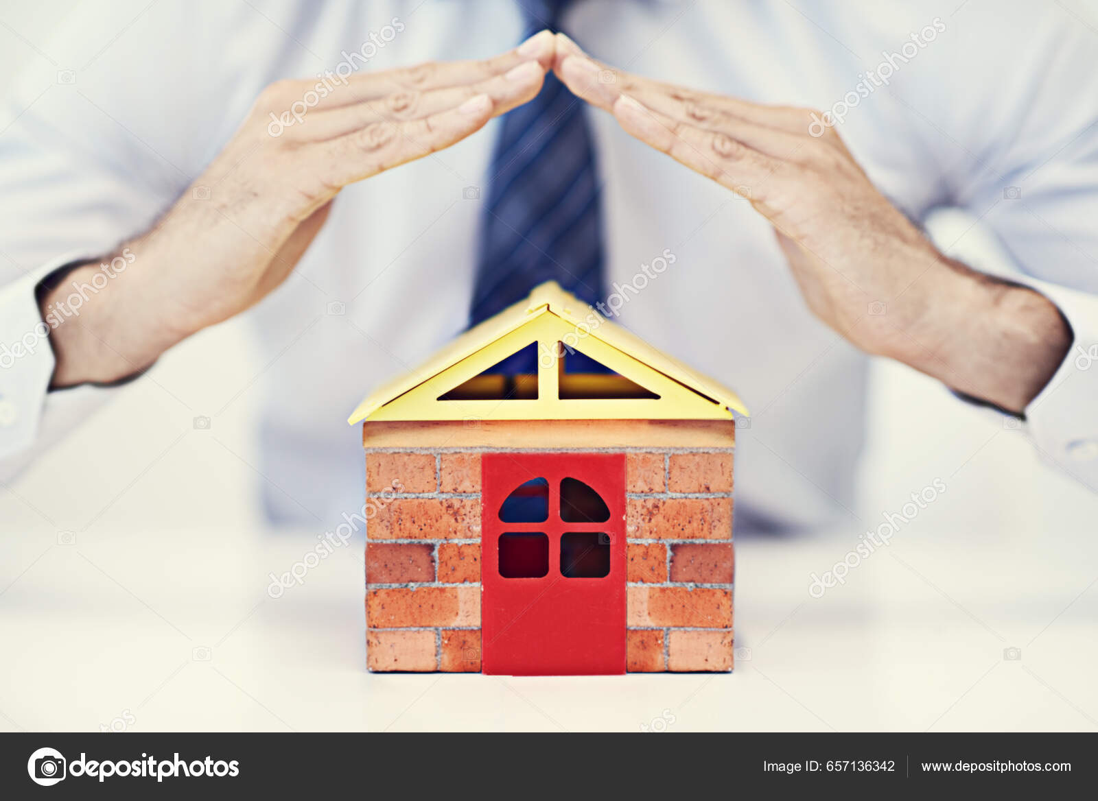 Comprehensive Home Household Insurance Businessmans Hands Covering ...