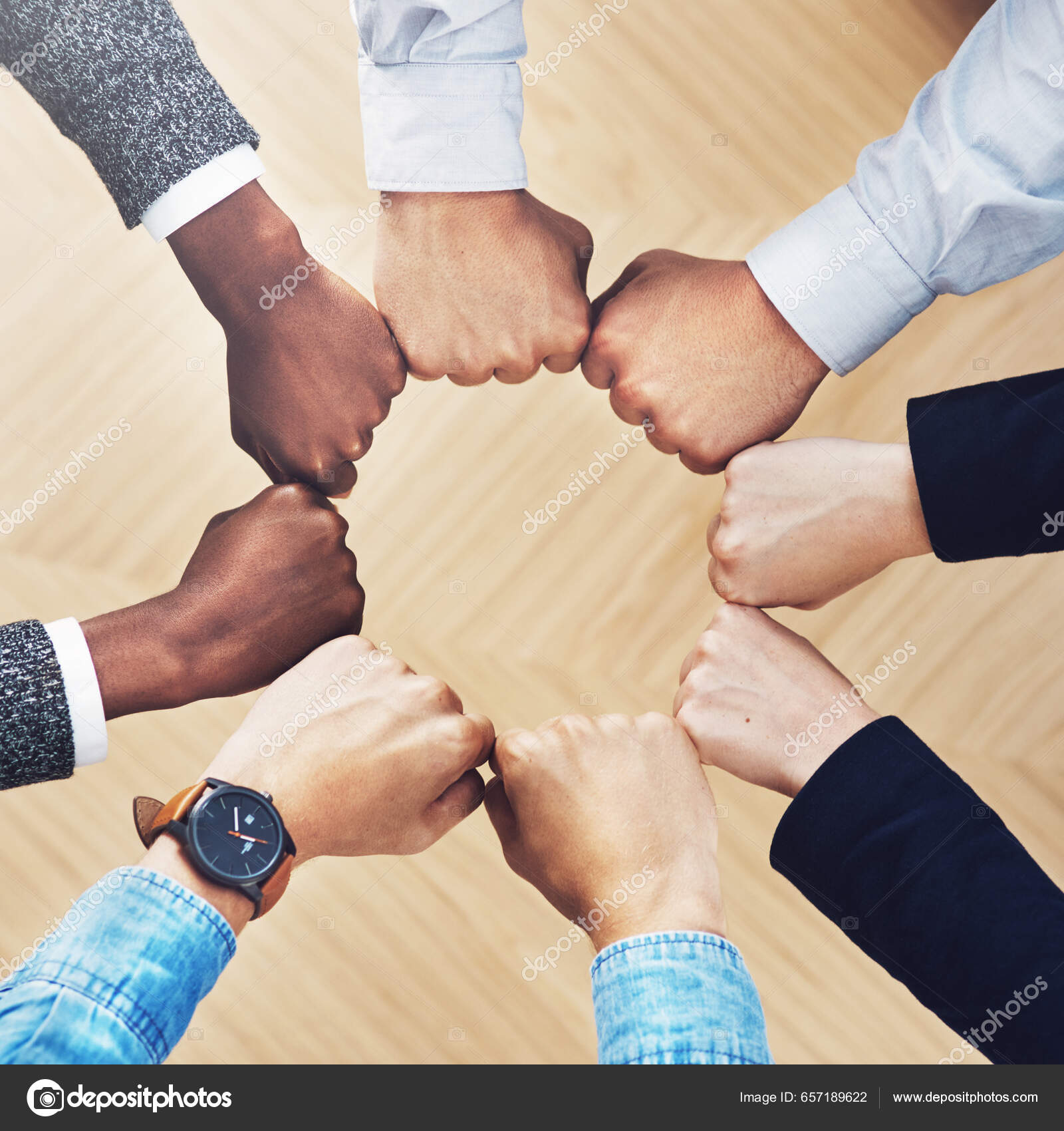 Team Building Fist Bump Hands Business People Diversity Group Support — Stock Photo ...