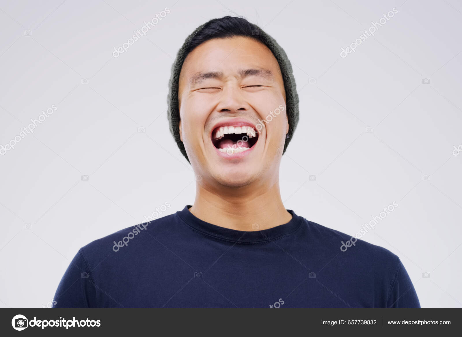 Happy Laughing Man Studio Casual Outfit Excited Comic Joke Funny ...