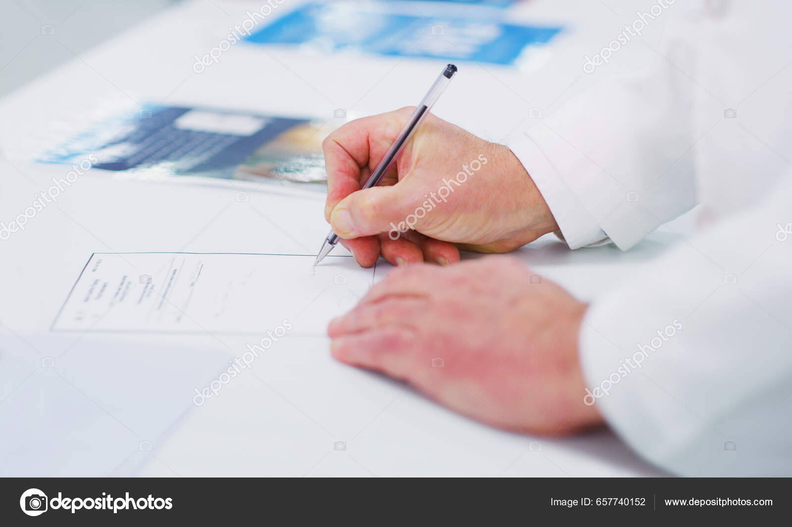 Pharmacy Hands Pen Person Writing Prescription Information Instruction ...