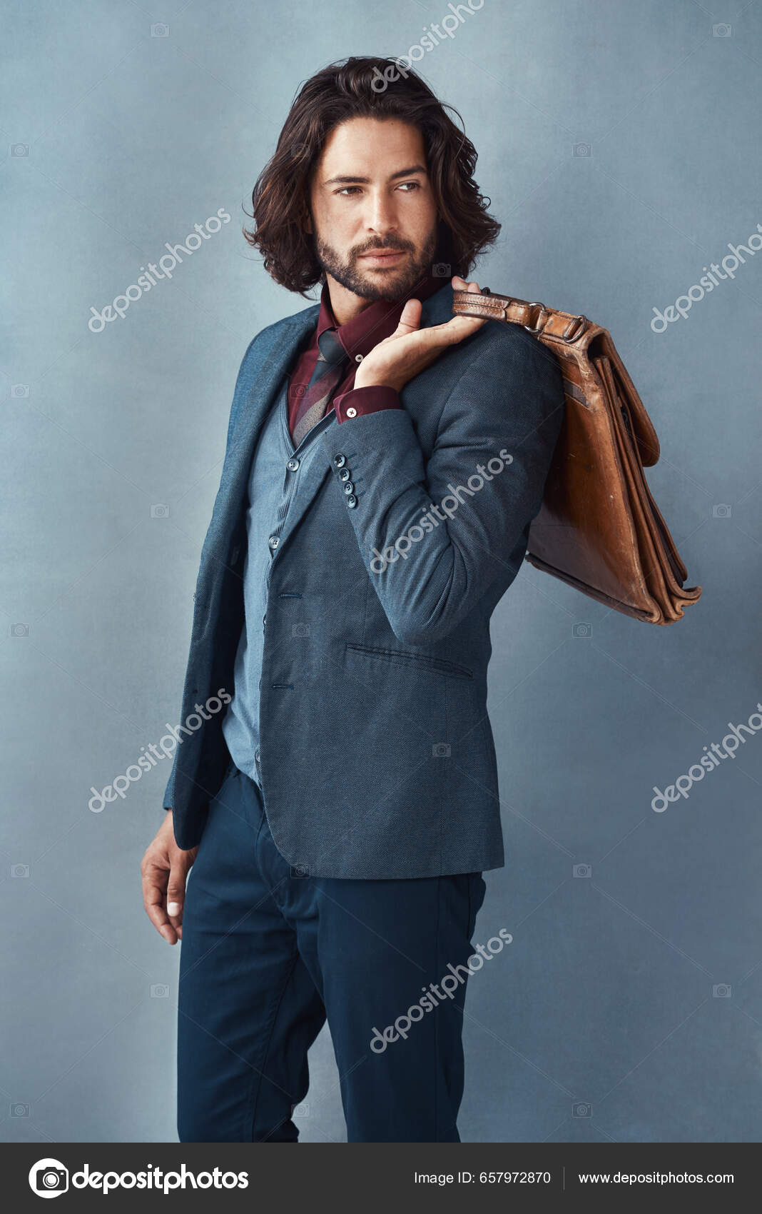 Man Bags Have Never Looked Good Studio Shot Handsome Dapper — Stock ...