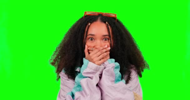 Wow Green Screen Smile Woman Due Surprise Happy Deal Isolated — Stock ...