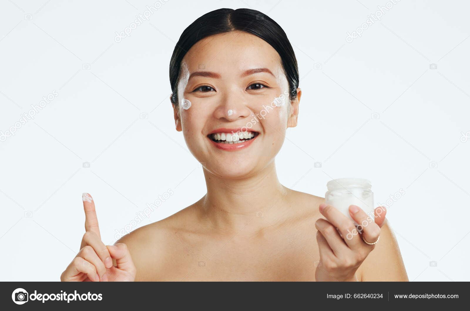 Face Lotion Beauty Asian Woman Studio Isolated White Background Aesthetic Stock Photo by ...