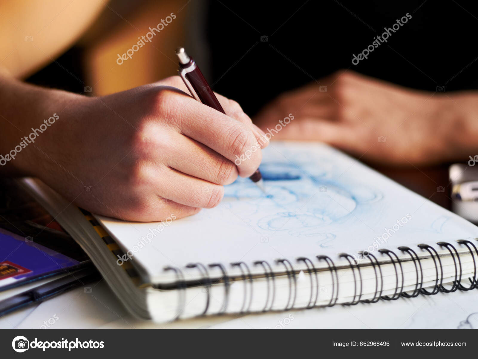 Hands Notebook Person Drawing Picture Creative Sketch Fantasy Cartoon ...