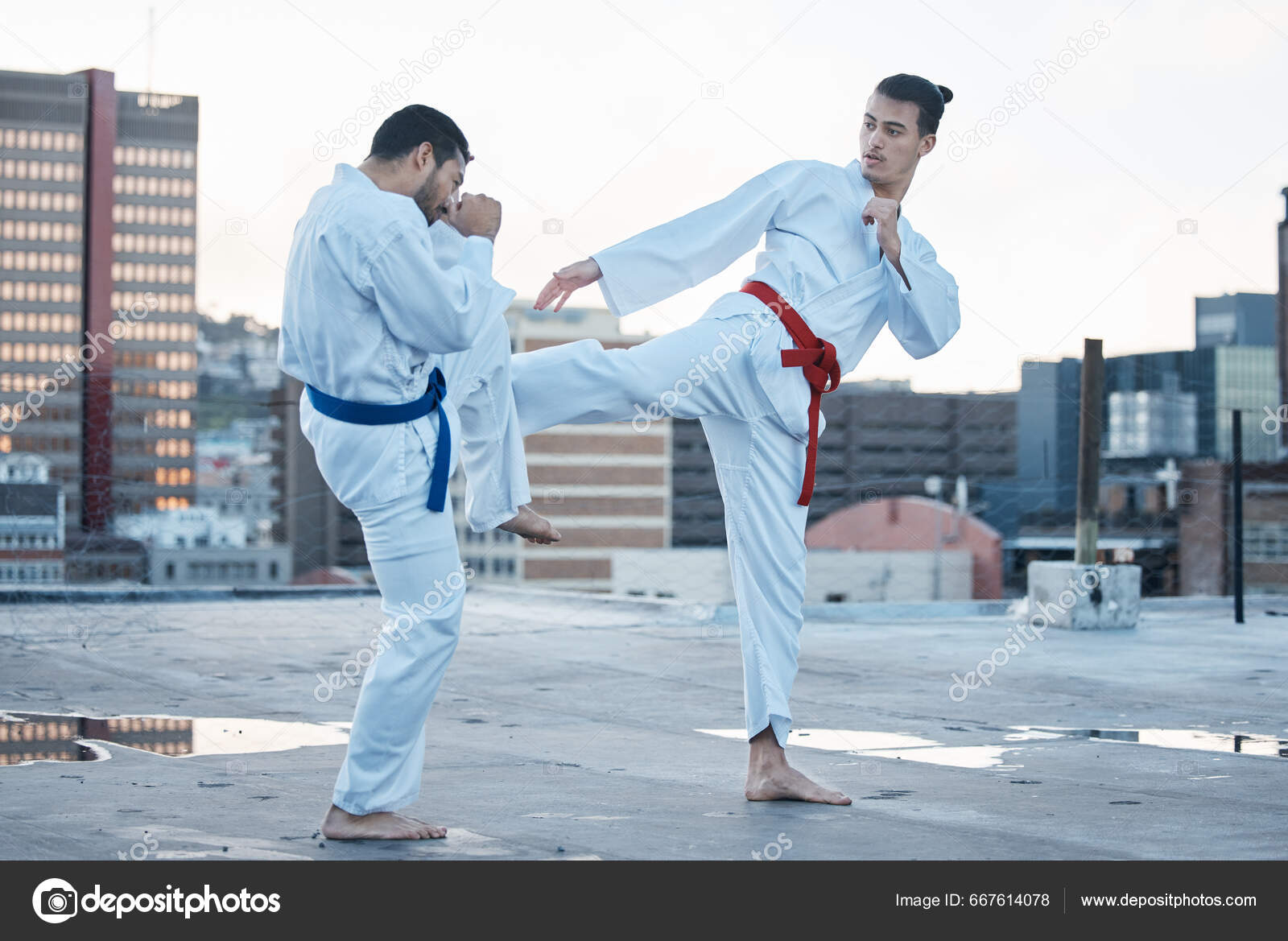 Men Fight Kick Karate Class Training Speed Sparring Partner Workout ...