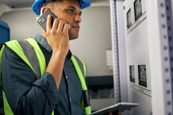 Black Woman Engineering Technician Phone Call Control Room Connect System Stock Photo by ...
