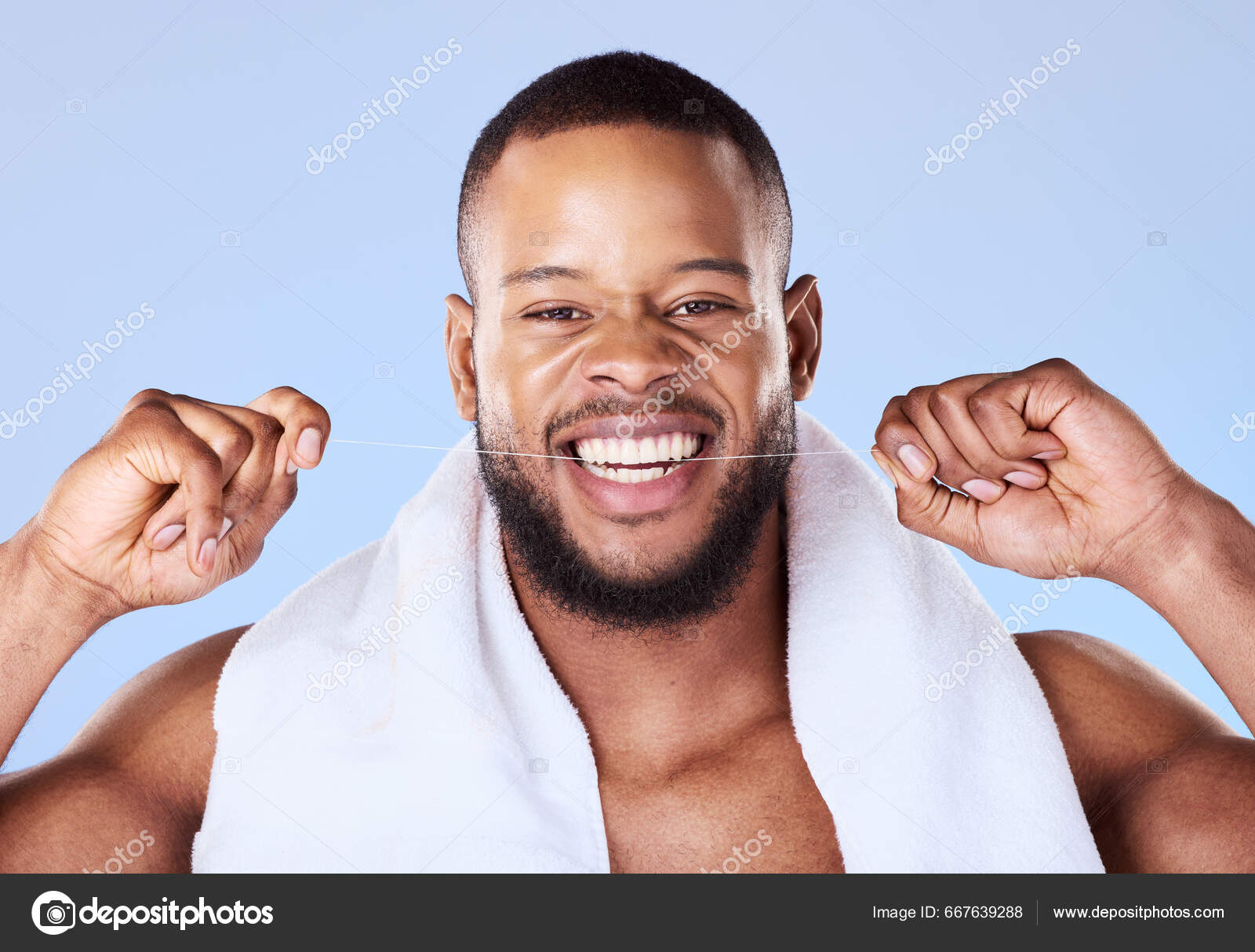 Portrait Man Floss Teeth Smile Dental Health Care Gum Gingivitis Stock Photo by ©PeopleImages ...
