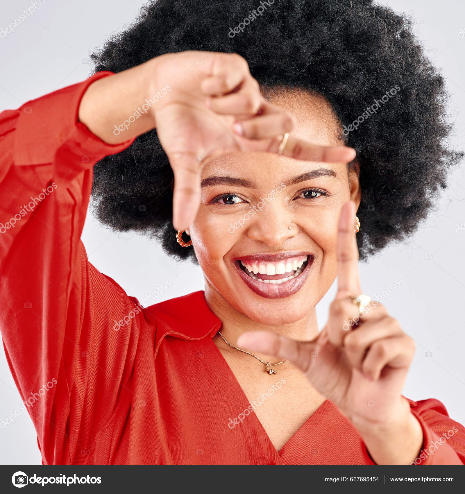 Portrait Finger Frame Face Black Woman Studio Review Profile Picture ...