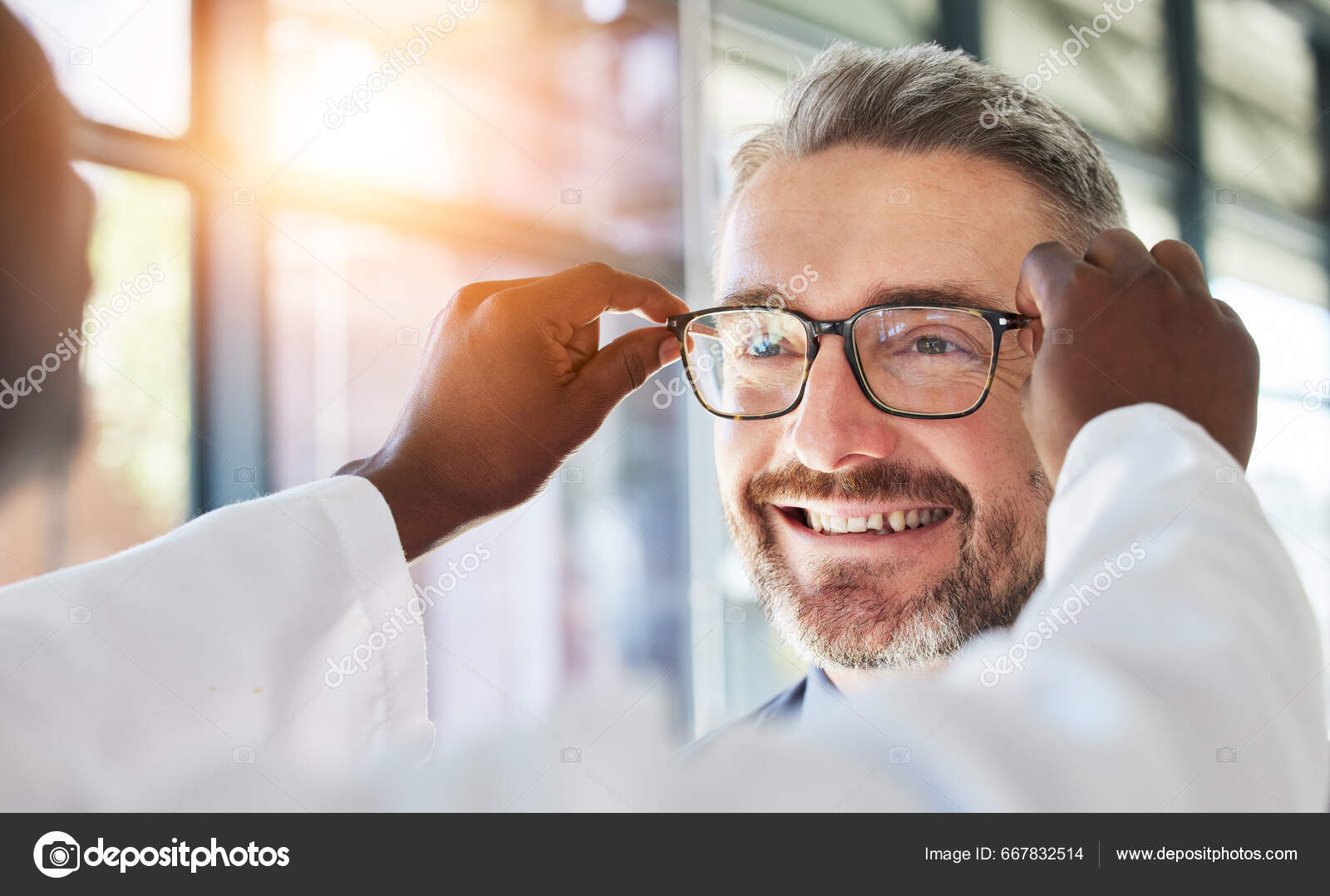 Optometry Doctor Glasses Happy Man Clinic Vision Healthcare Help Eye ...