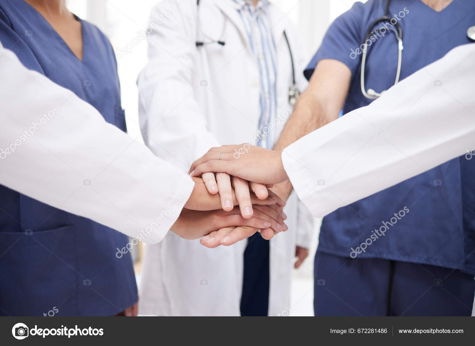 Doctor Teamwork Hands Together Meeting Motivation Unity Healthcare Mission Together — Stock ...