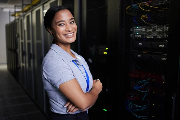 Minority woman working in a server room Stock Photos, Royalty Free ...