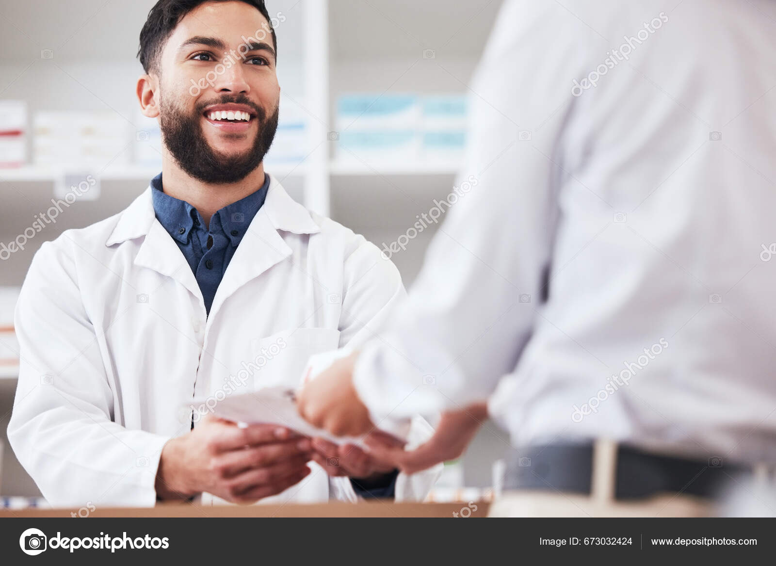 Pharmacist Man Smile Customer Service Store Healthcare Medical Help ...