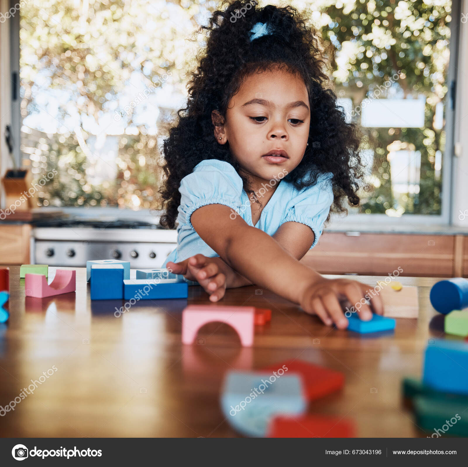 Girl Child Learning Building Blocks Home Education Development Playing ...