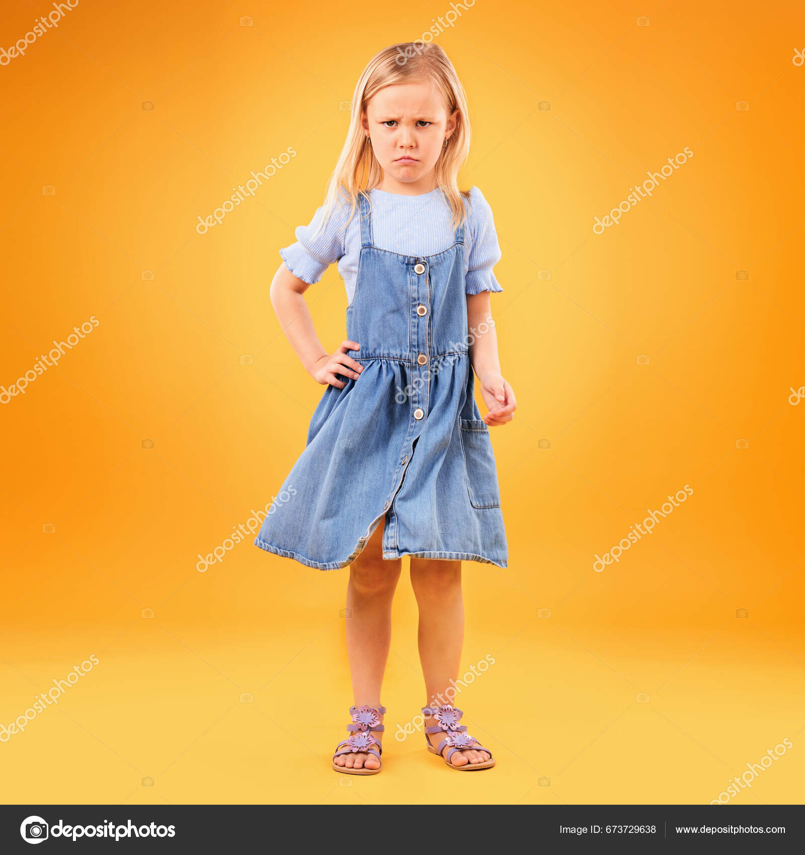 Sad Portrait Girl Child Studio Bad News Feedback Negative Review ...