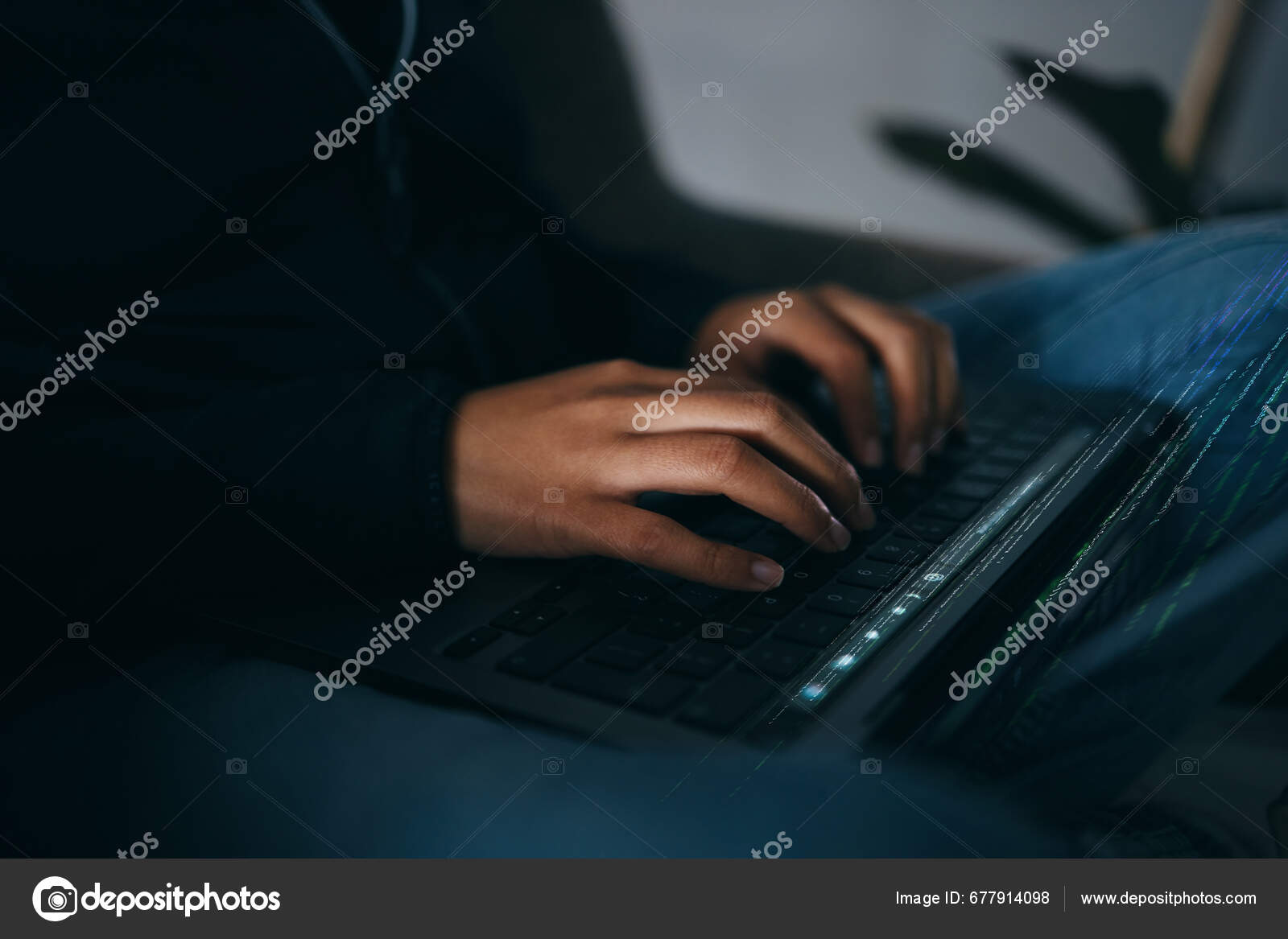 Hacker Hands Typing Laptop Information Technology Coding Database ...