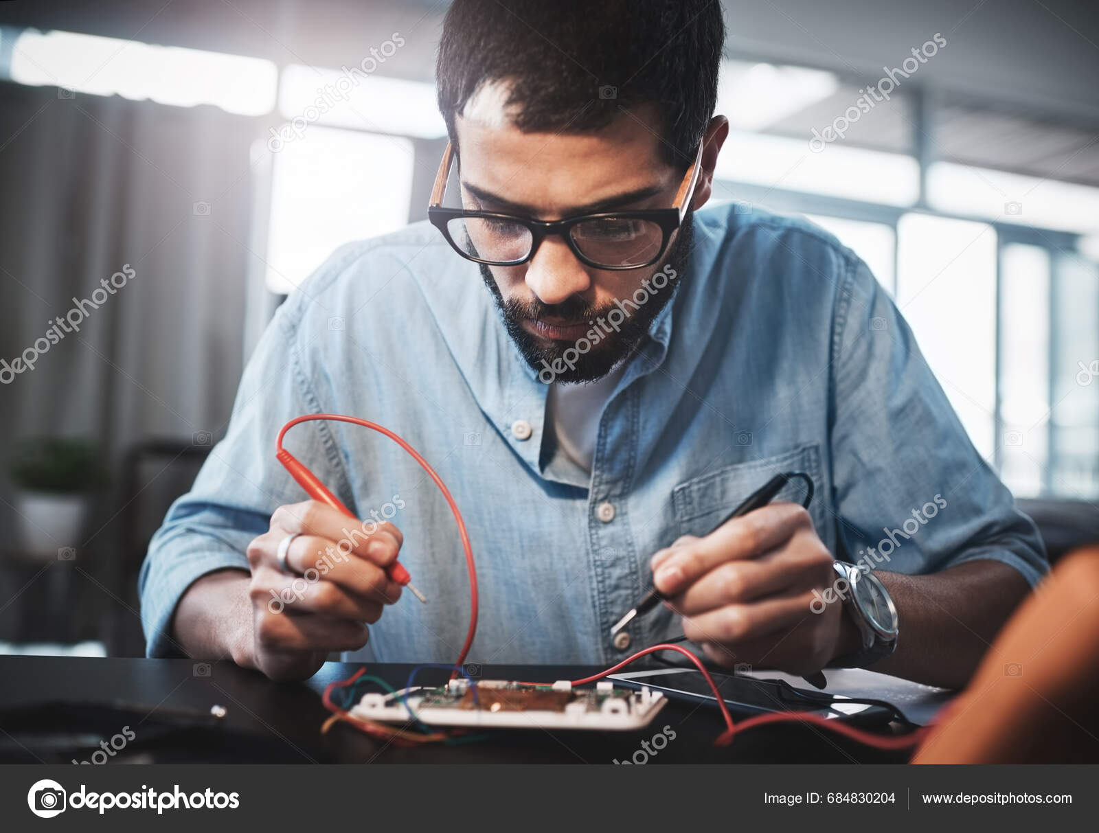 Working Hard Can Deliver Time Young Engineer Working Home — Stock Photo ...