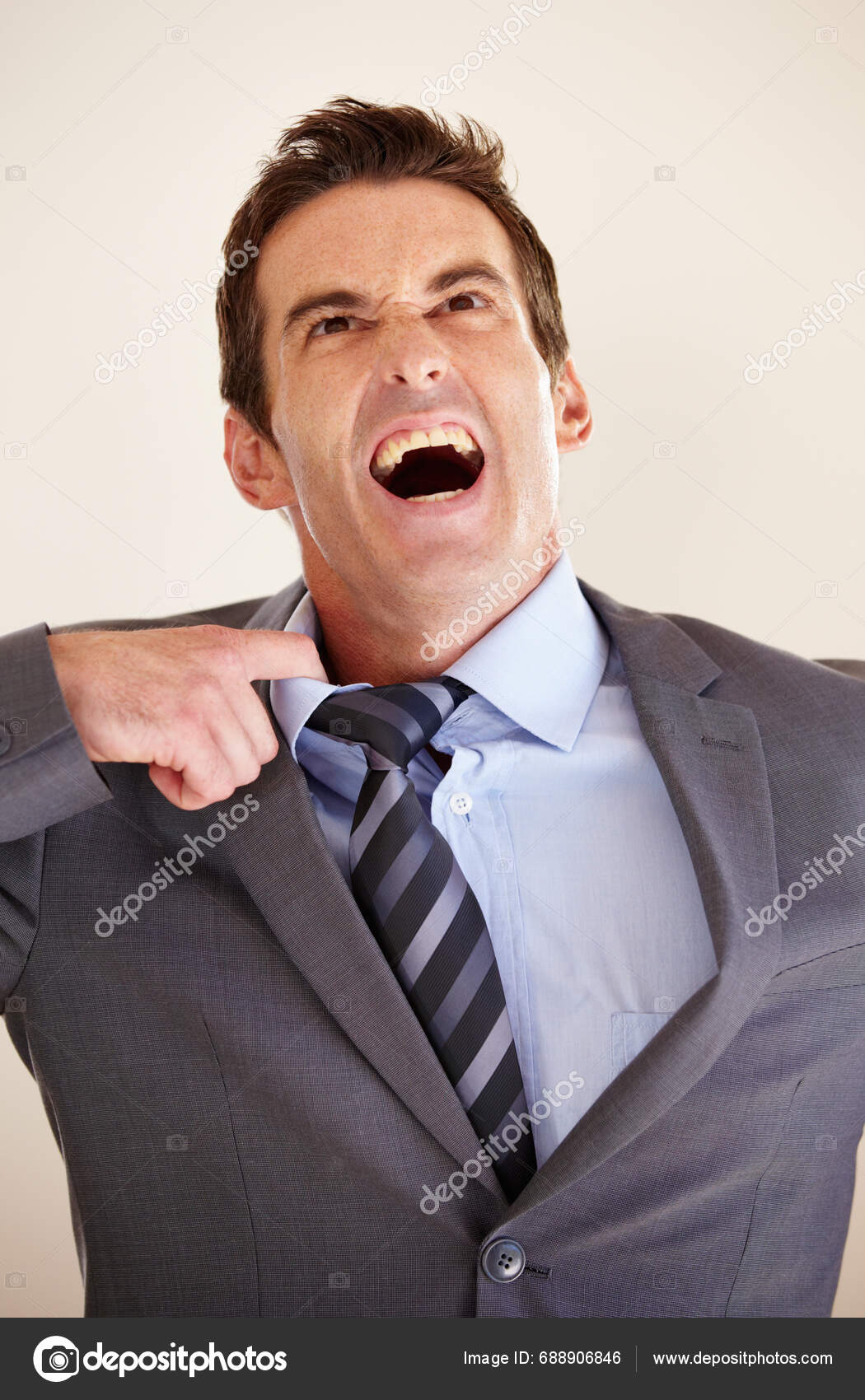 Business Man Angry Pull Collar Shout Stress Mental Health Crisis ...