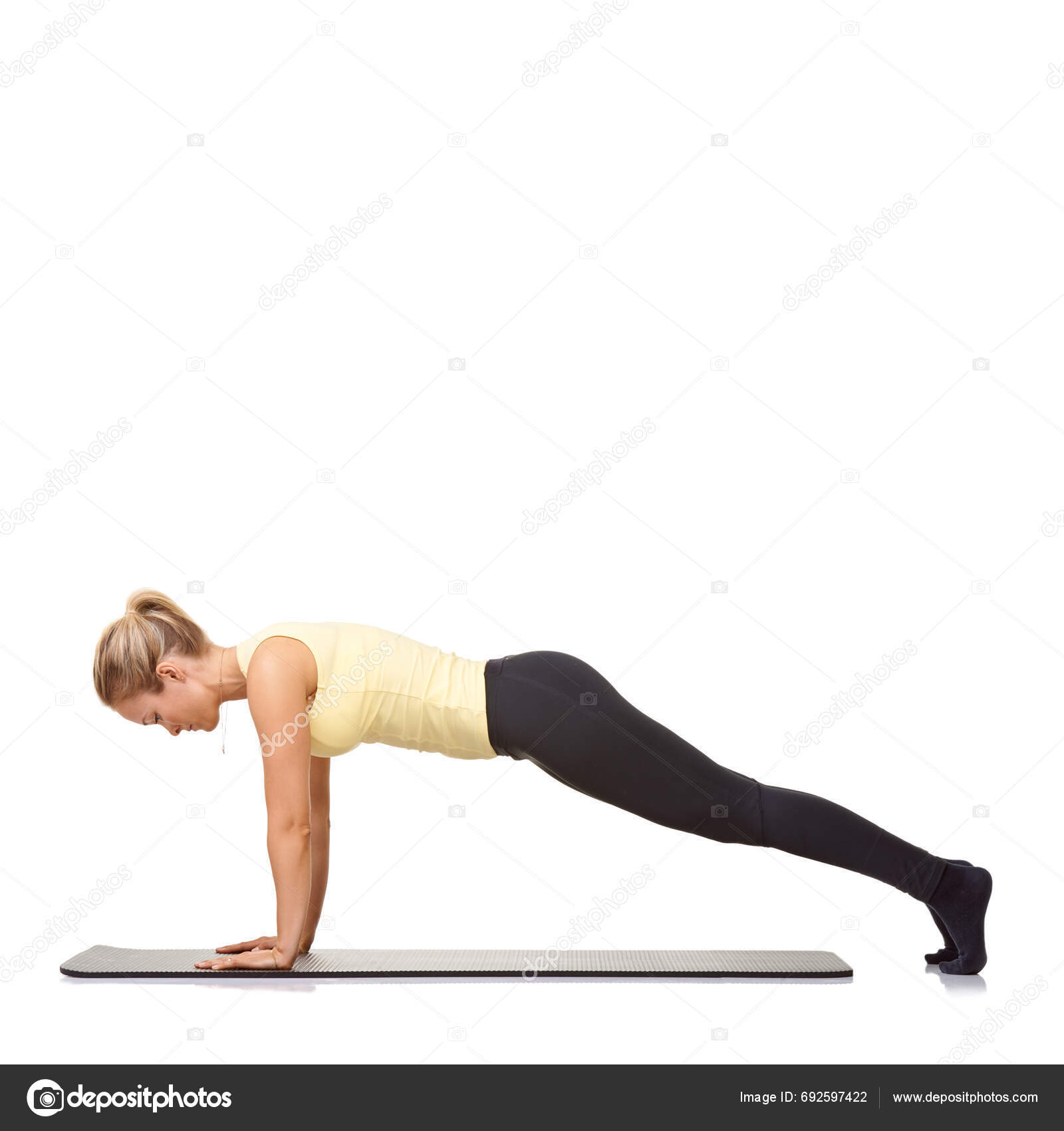 Mujer Tablón Ejercicio Estudio Para Entrenamiento Fitness Bienestar ...